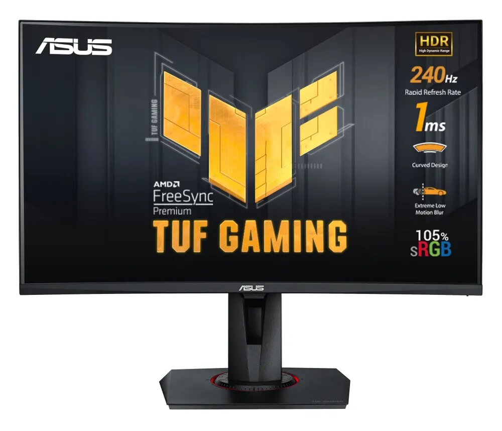 27" Монитор TUF GAMING VG27VQM/Встроенный динамик/HVA/240Hz/1ms MPRT/1500R/HDR, черный, хром