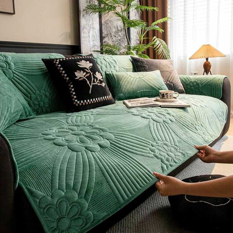 Винтажная подушка для дивана из молочного бархата, осень-зима, плюшевая, нескользящая, утолщенная, скандинавская простая кожаная накидка на диван, высококачественная подушка для сидения