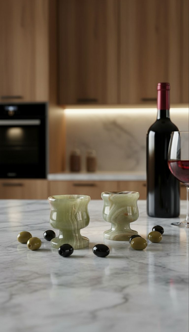 Оникс набор рюмок для бальзама из натурального камня