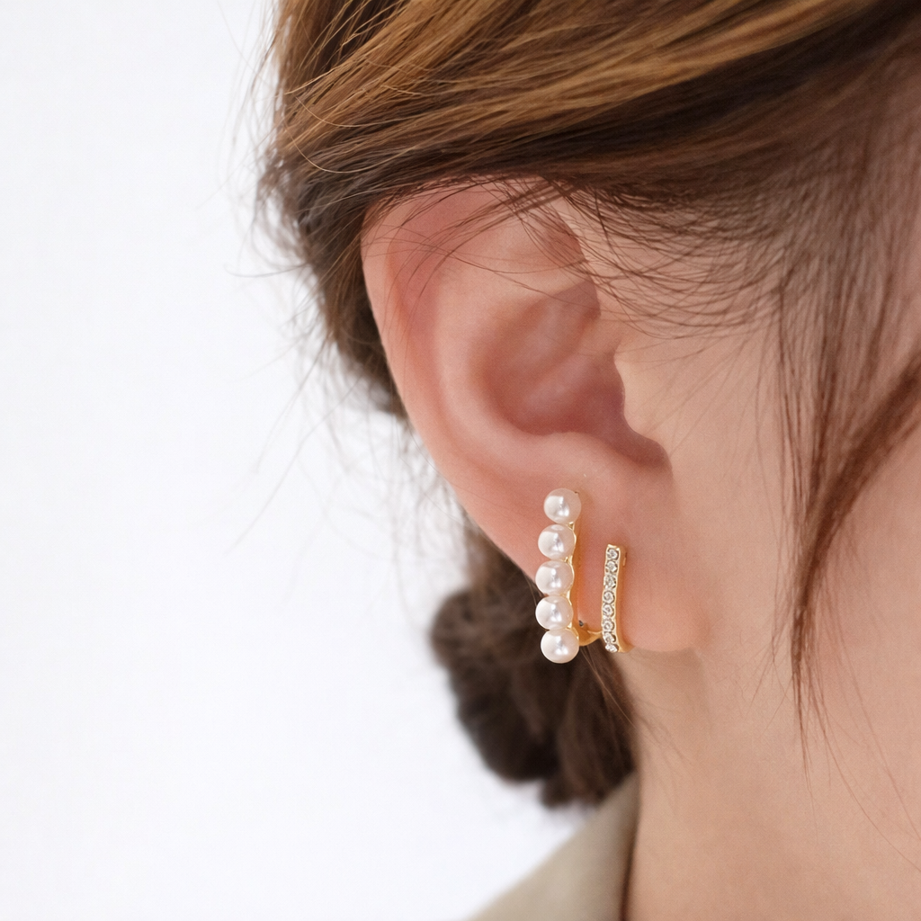 Серьги пусеты, жемчуг имитация