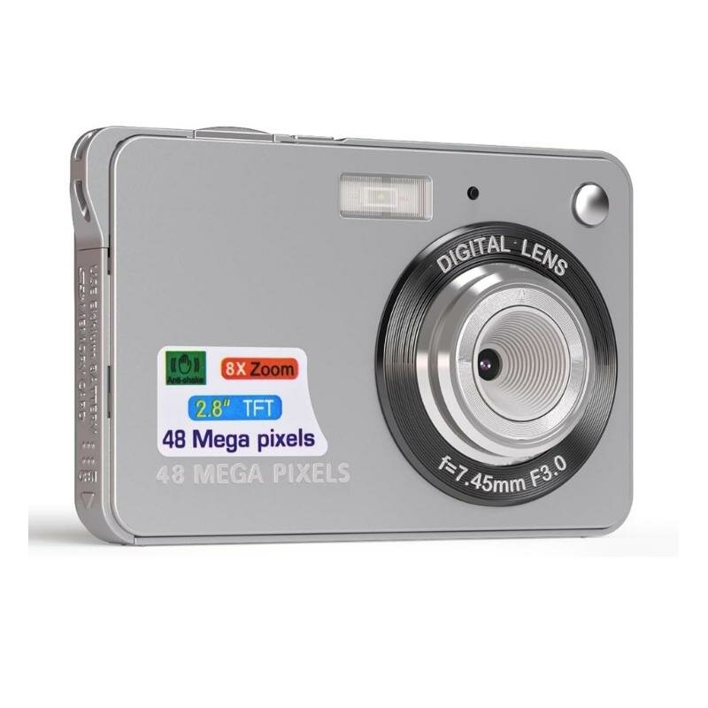 Цифровая камера 48 Мп с 8-кратным зумом и длительным временем работы, Серебро - 16G