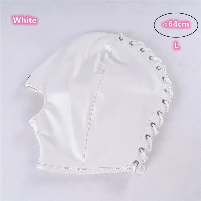 Секс-вечеринка с открытым ртом, маска для женщин и мужчин SM, кожаный капюшон с повязкой на голову, маска для бдсм, бондаж, фетиш, эротический инструмент для взрослых white L