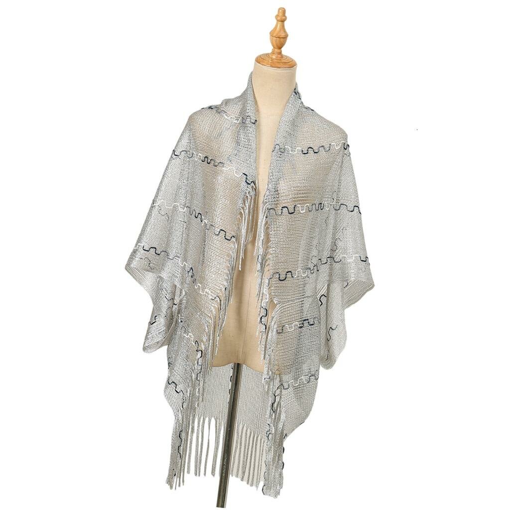 Шарф-пончо с кисточками для женщин, Серый