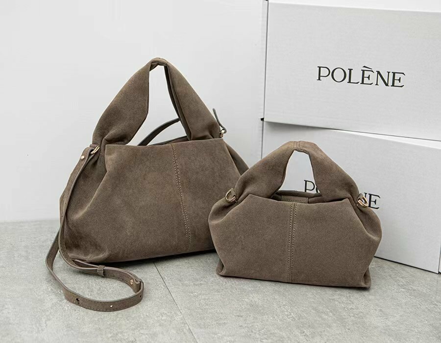 Французская нишевая сумка из замши Polene, из натуральной кожи, одно плечо, кроссбоди, винтажная, универсальная, сумка для обеда, женская сумка