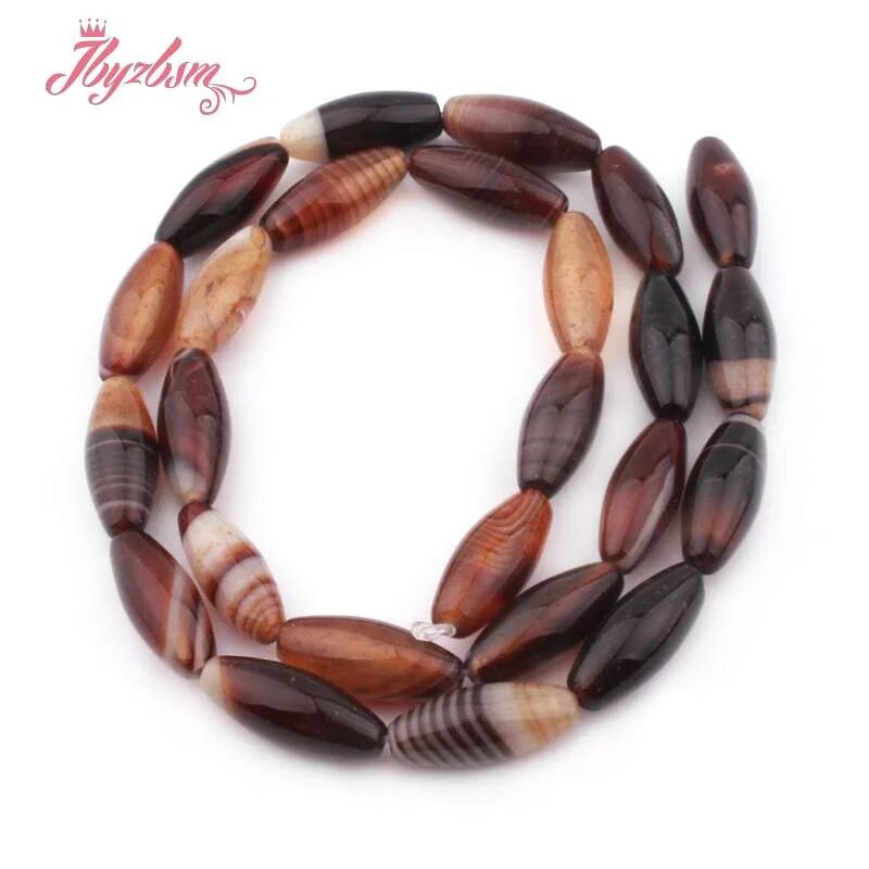 Бусины из агата jbyzbsm, коричневые, 15 дюймов 6x16mm Oval