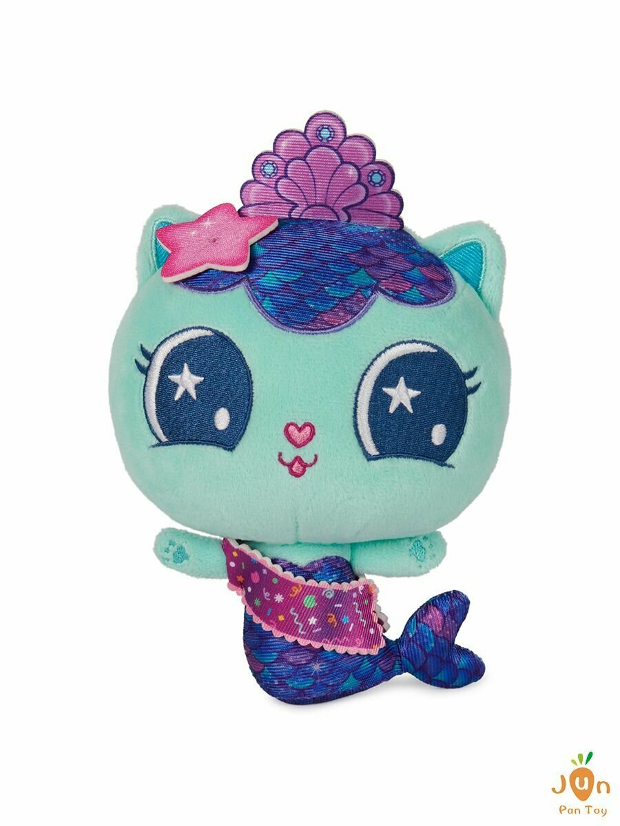 Домик Габби Spin Master Gabby's Dollhouse Purr-ifie Party Plush Mercat / Детские плюшевые игрушки, мех русалки, с фиолетовой короной, подходят для детей от 4 лет и старше торт