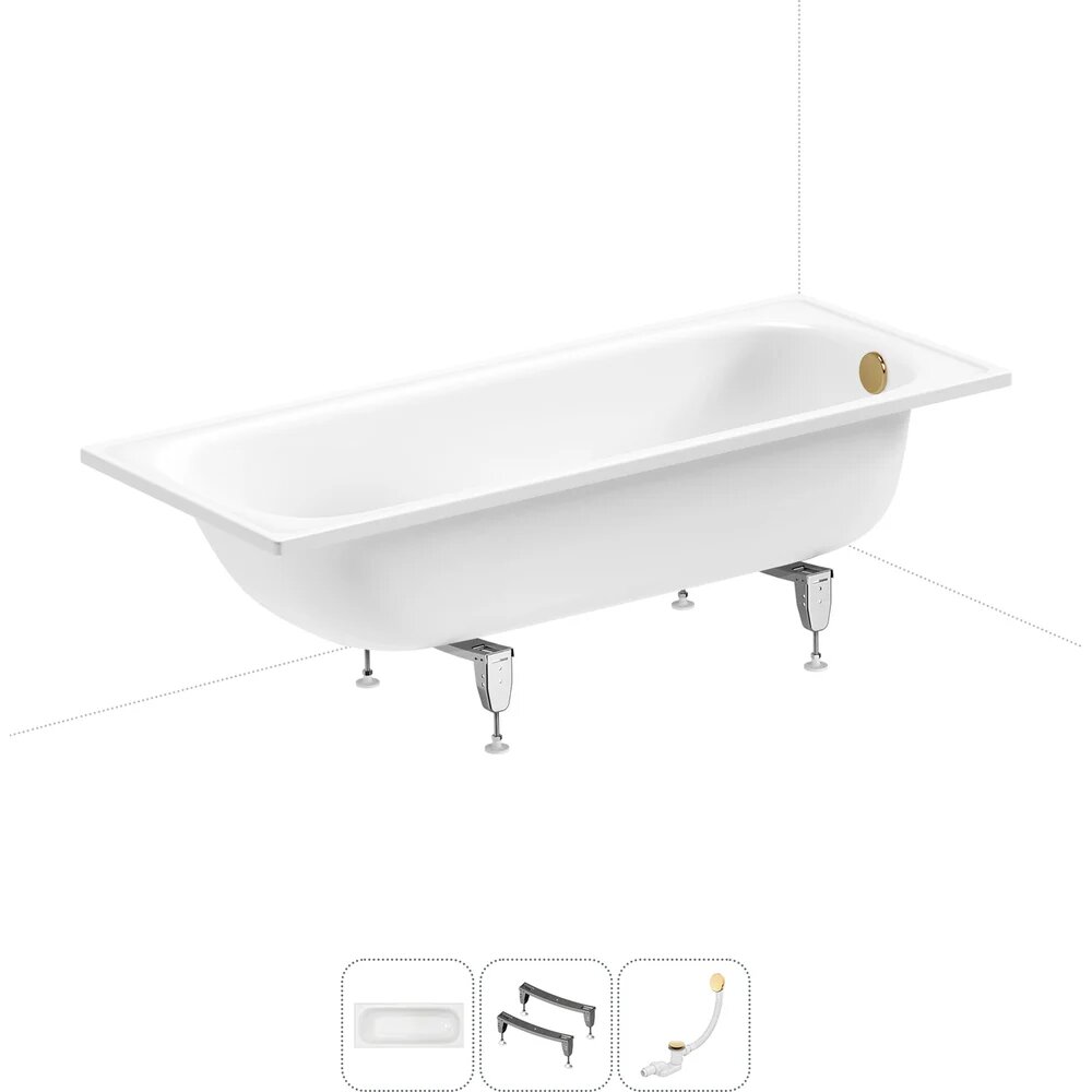 Комплект 3 в 1 Sanitana BLB Europa 2,2 стальная ванна 170x75 с ножками и сифоном 20220672R
