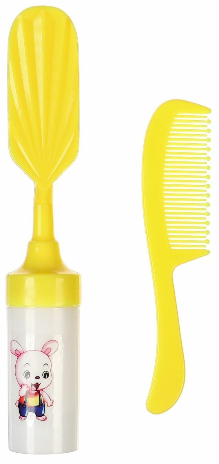Набор детских расчесок Я "Малыш" из 2 штук для волос, детская массажная щётка с погремушкой и расческа-гребешок для новорожденных и малышей, цвета микс