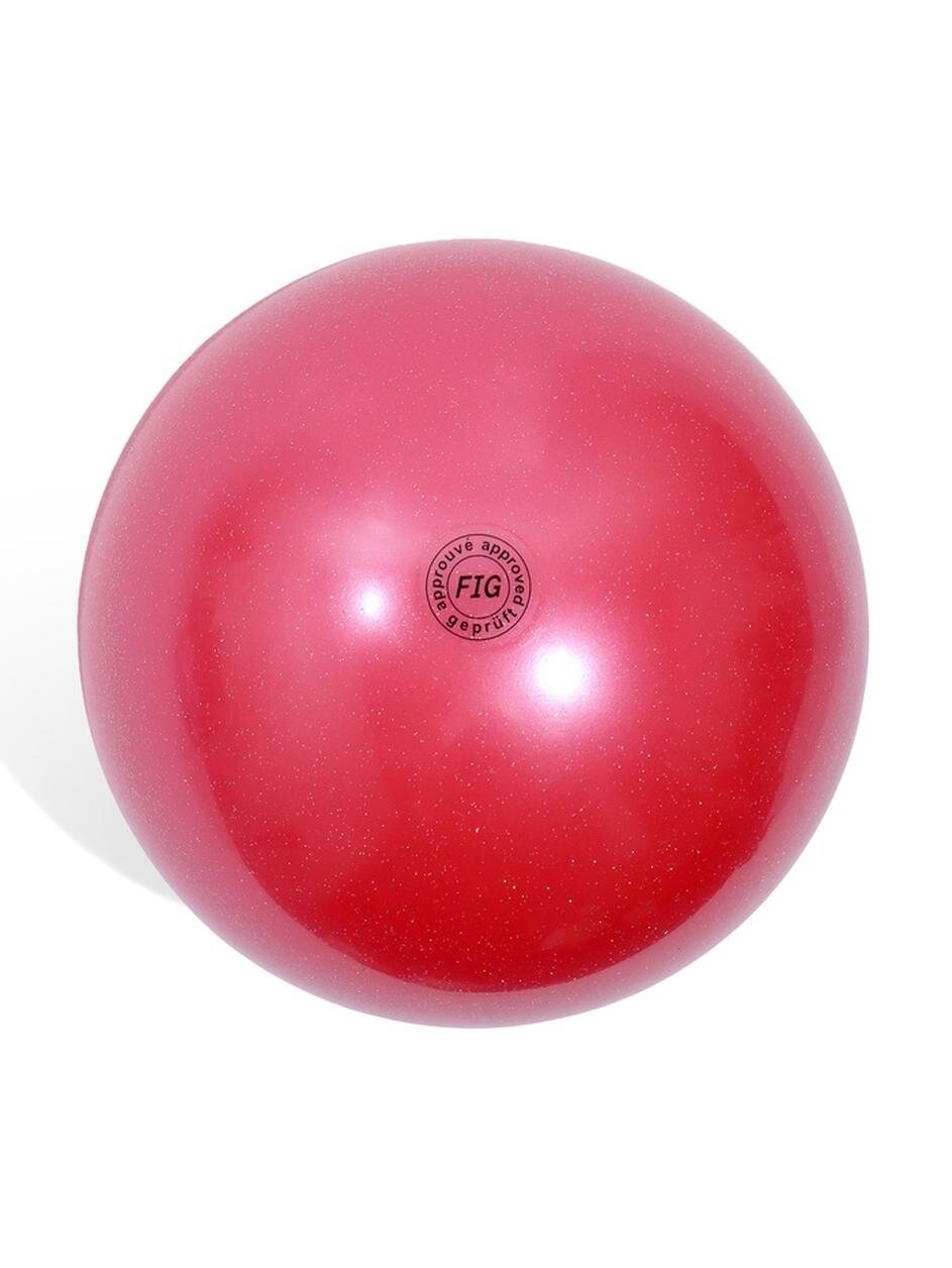 Мяч для художественной гимнастики Металлик с блестками, диаметр 19см, цвет красный