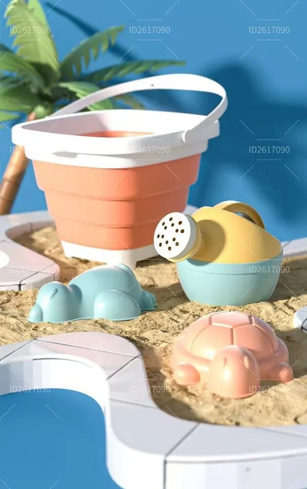 Набор для игры в песке / игрушки для песочницы / складное ведерко для песочницы с лопаткой(Ярко-оранжевый)