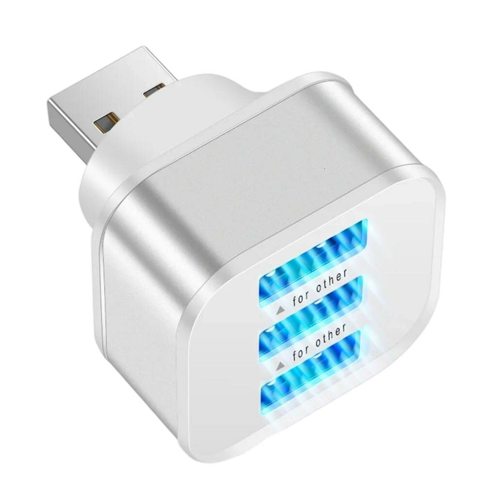USB2.0 адаптер, 1 разъем «мама» на 3 порта, Серебро