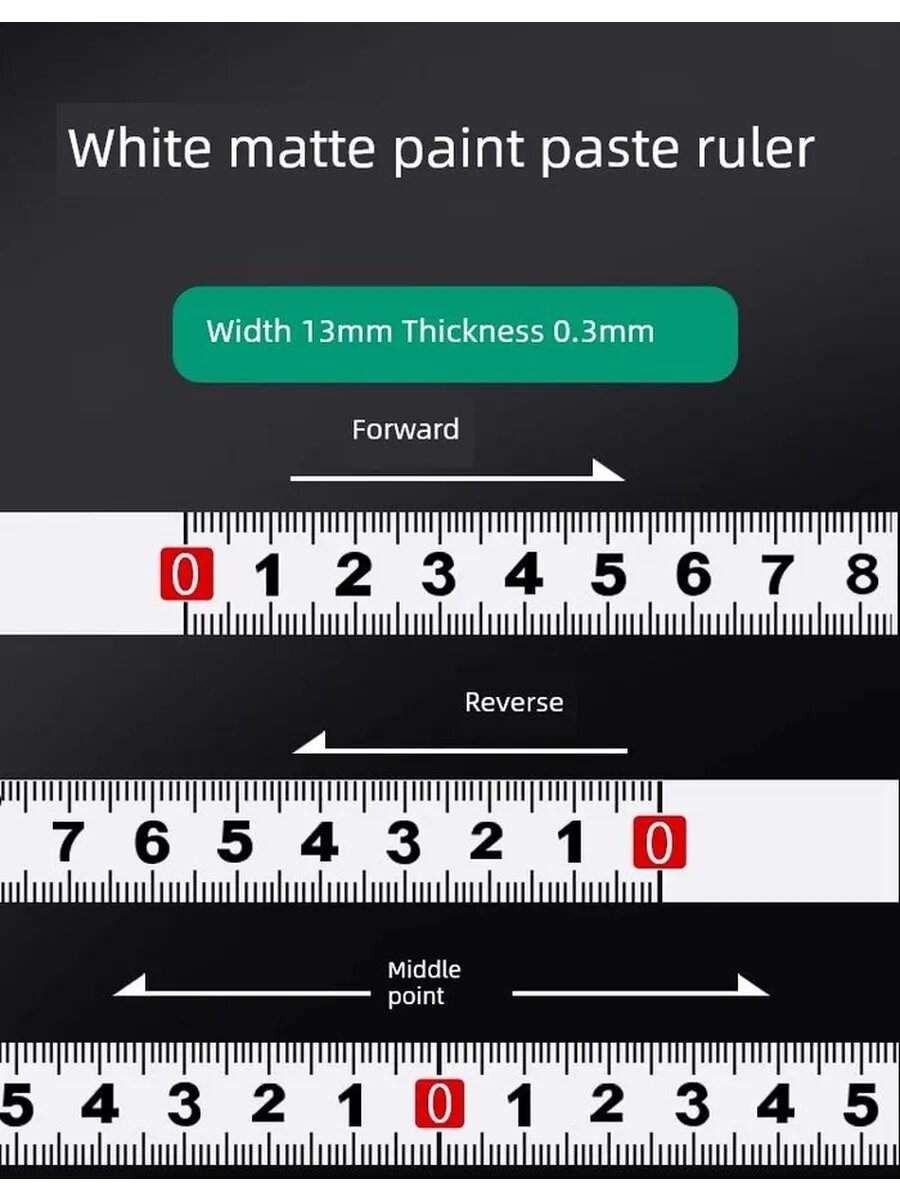 Линейка Baolian 13мм, белая, 1м, обратная, водонепроницаемая