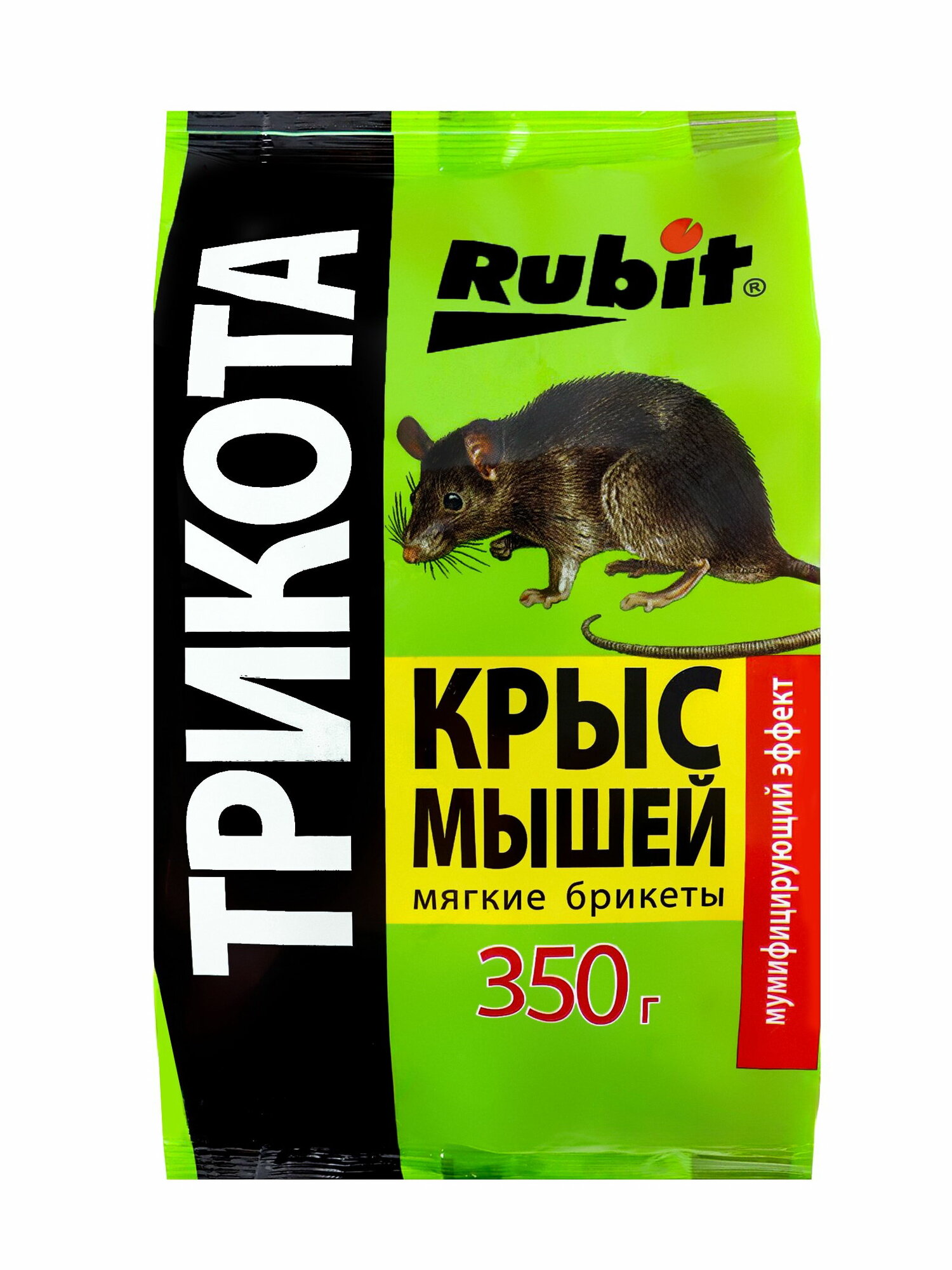 Тесто-брикет от крыс и мышей "Rubit", приманка, 350 г, вид средства: отрава