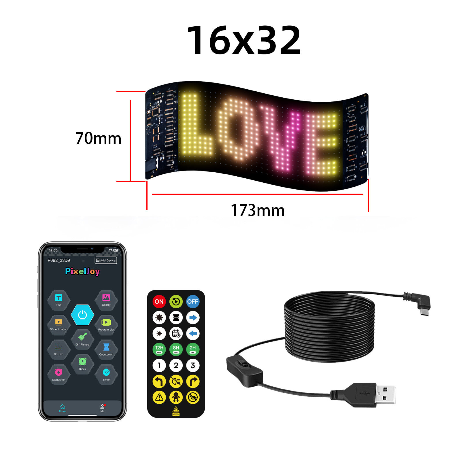 Tianhao Optoelectronics Полноцветный LED автомобильный гибкий мягкий экран Bluetooth APP умная наклейка для автомобиля дисплей "Дьявольский глаз" для грузовика