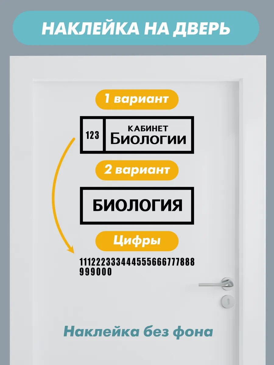 Наклейка 'Кабинет биологии' (Наклейка на дверь в виде таблички с надписью)