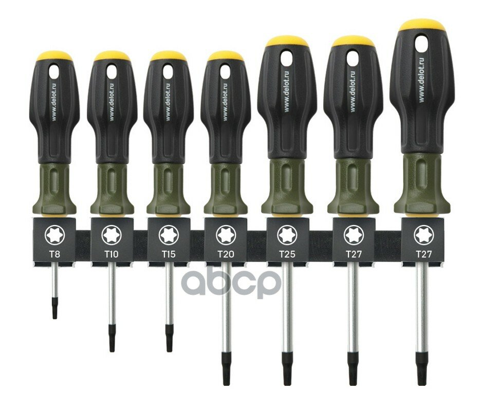 Набор отверток TORX 7 предметов T8х60, T10х80, T15х80, T20х100, T25х100, T27х100, T30х100 Дело Техники арт. 726317