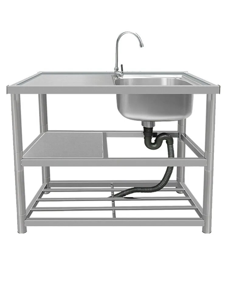 Кухонная мойка из нержавеющей стали, сварная раковина с кранами для горячей и холодной воды, подходит для кухни, улицы, сада.