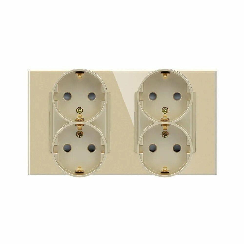 Двойные настенные розетки ЕС двойной штекер 16A стеклянная панель,2 поста