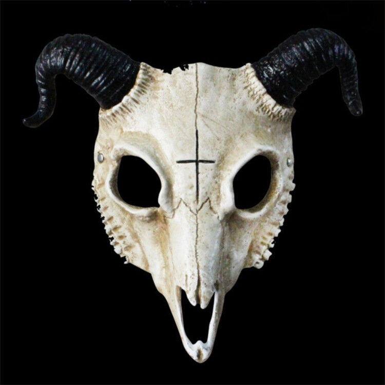 2026PU маска из овечьей кости, маска лица барана на Хэллоуин, маска из смолы в виде козьего черепа, реквизит для фестивального костюма