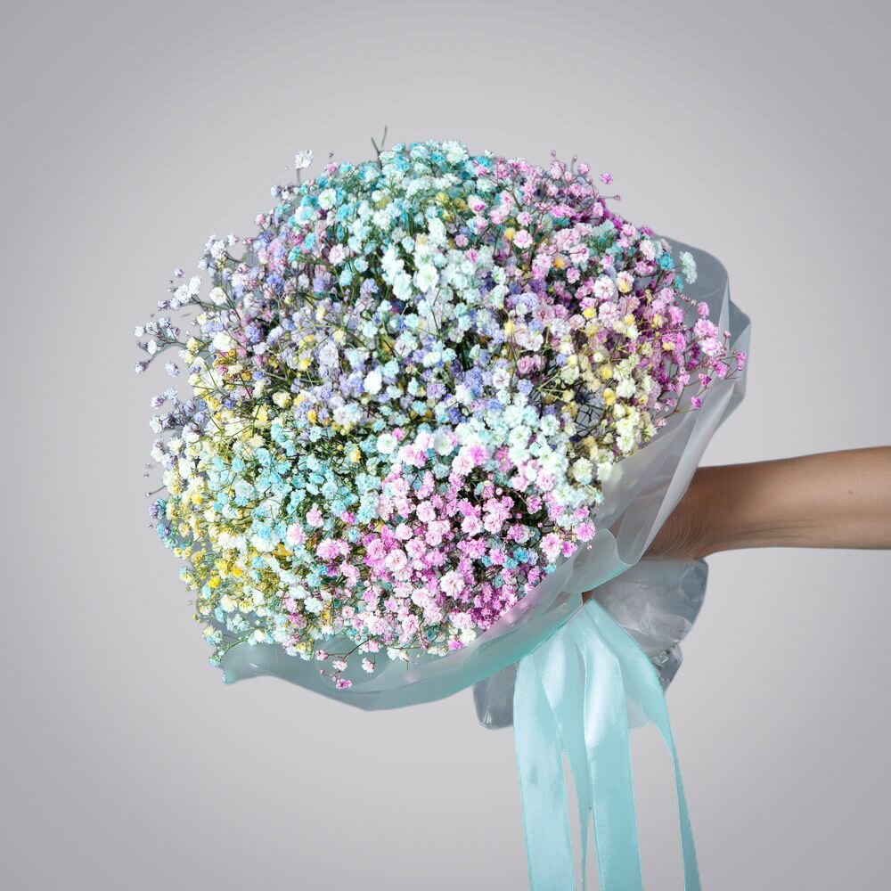 Монобукет из 7 цветных гипсофил
