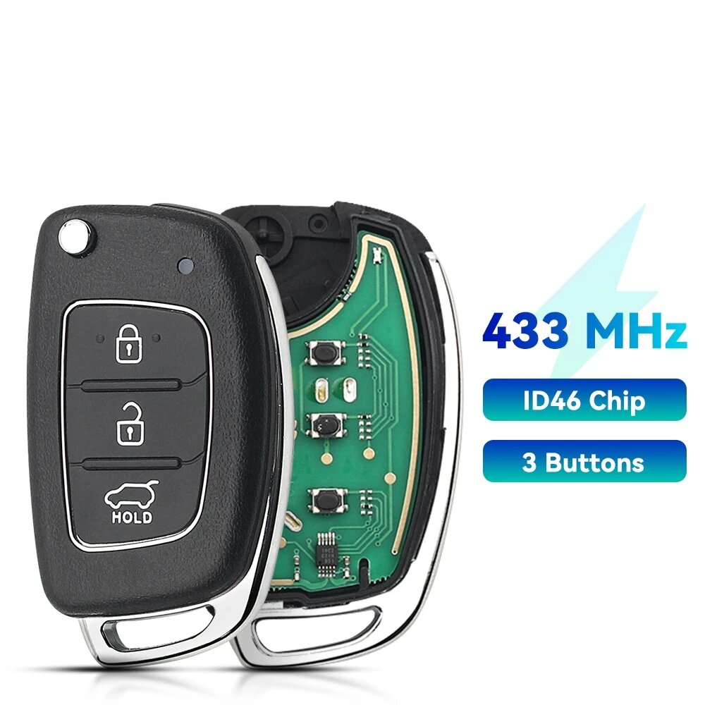 Пульт для Hyundai Accent Ix35 IX45 I30 Solaris Tucson I20 Santa Fe, 433 МГц, ID46, 3 кнопки, Remote Key
