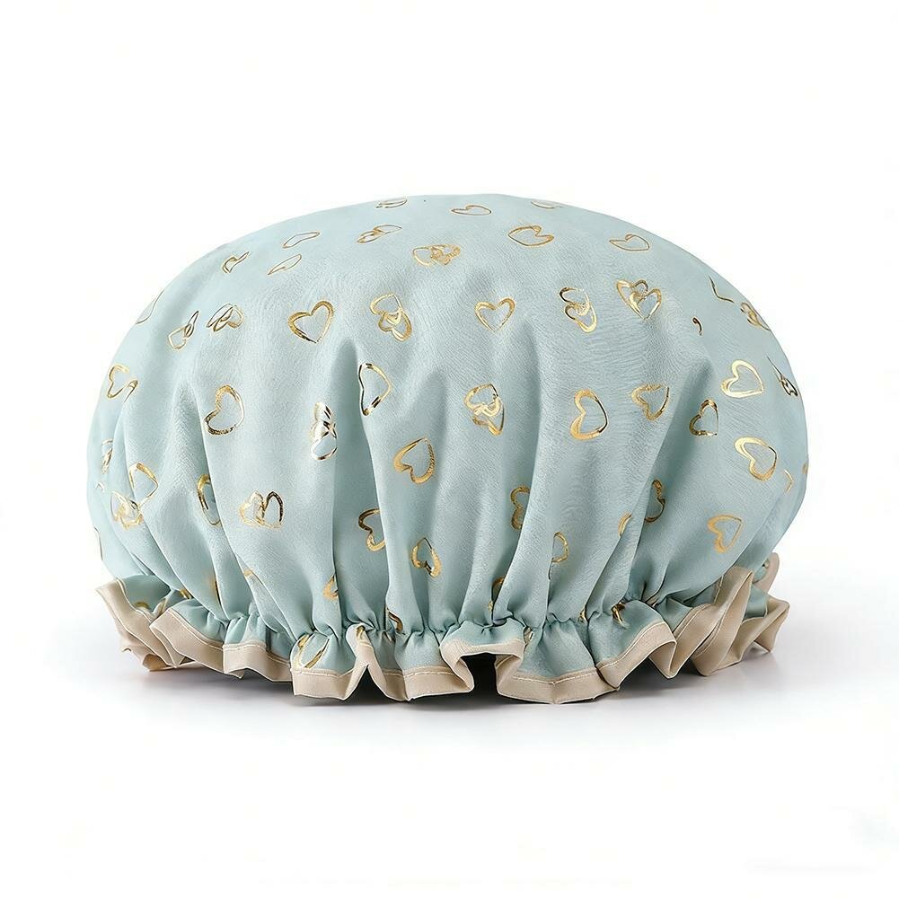 Шапочка для душа многоразовая , двухслойная, женская, водонепроницаемая для душа, бани, сауны