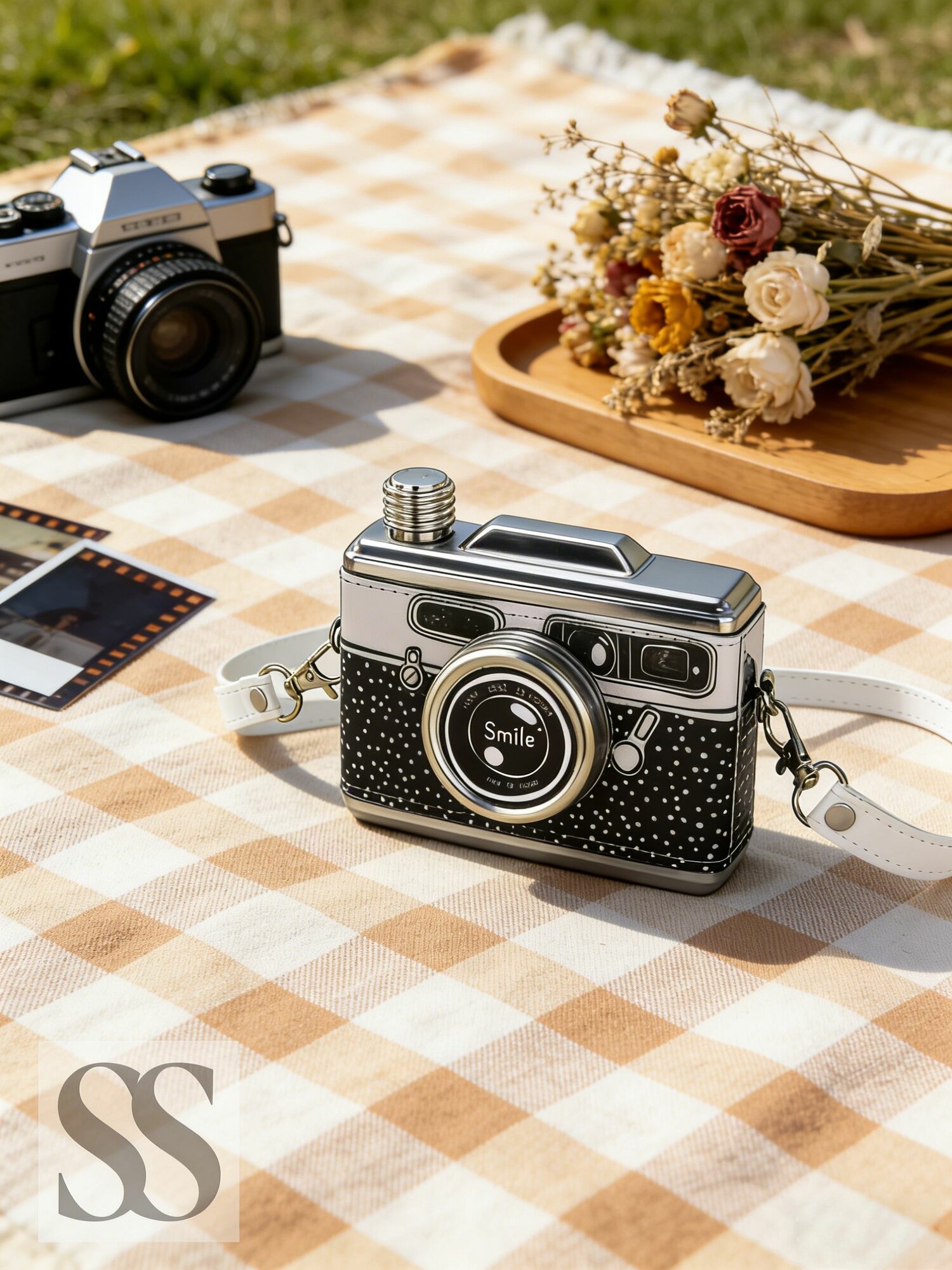 Фляга 300 мл, белый, черный