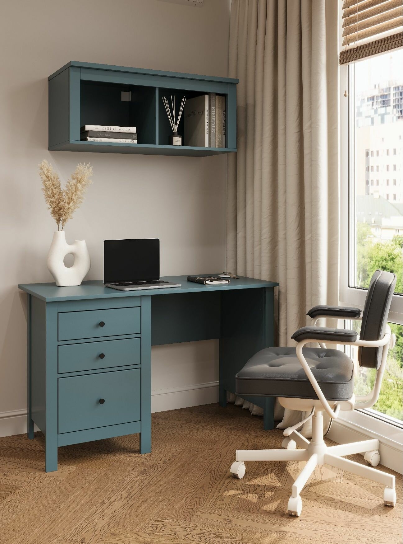 Сага полка навесная 2 секции темно-бирюзовая