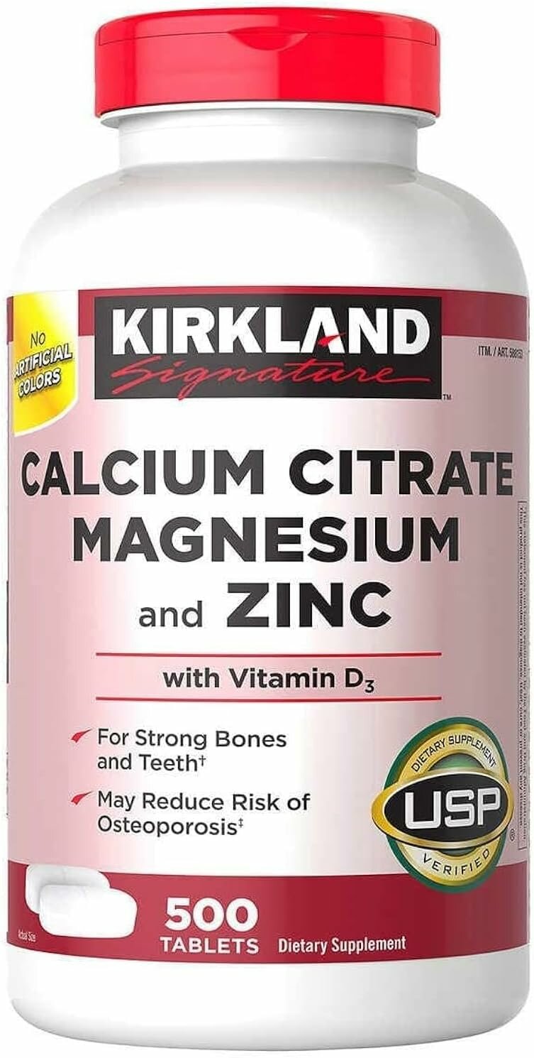 Kirkland Signature Calcium Citrate Magnesium and Zinc, 10 мг,500 таблеток из США