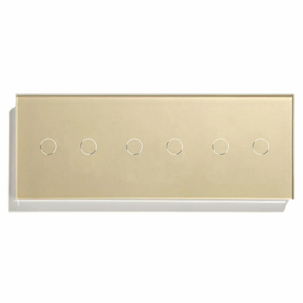 Сенсорный выключатель 6 клавиши, 3 поста (2+2+2) , панель стекло Золото,228mm