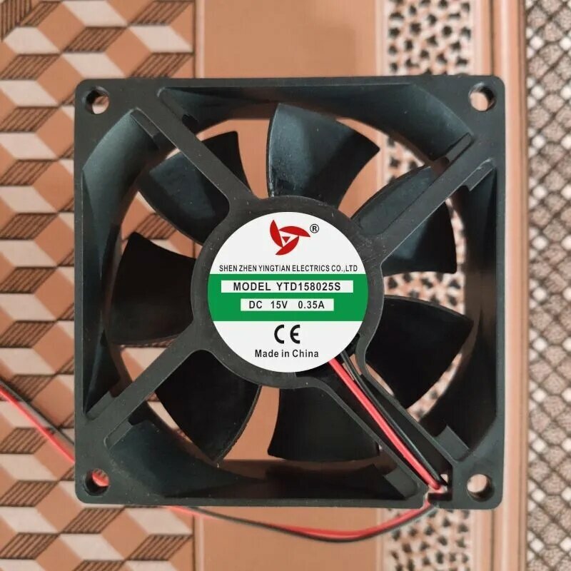 80mm 15V 8cm Новый YTD158025S DC15V 0.35A Двухпроводный 80x80x25 мм охлаждающий вентилятор