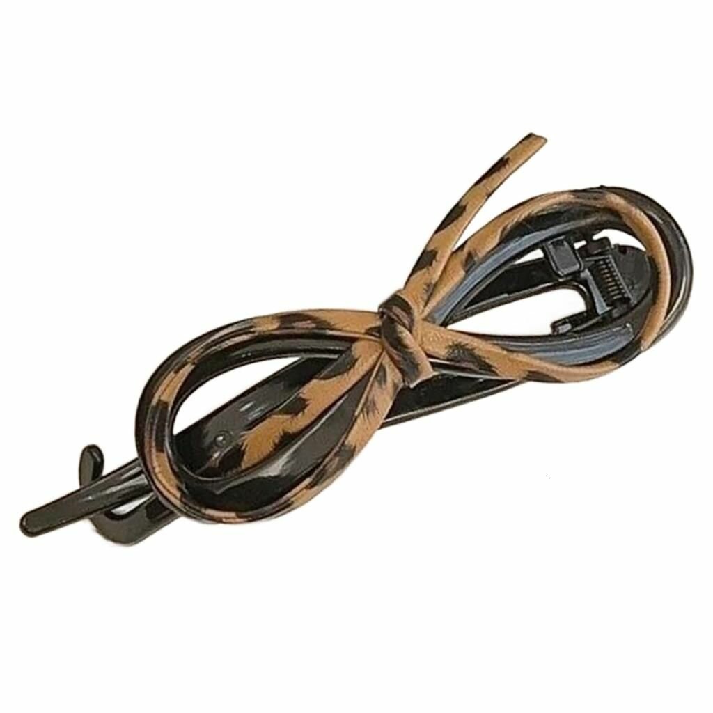 Женские заколки-крабы с бантами, Леопардовый принт