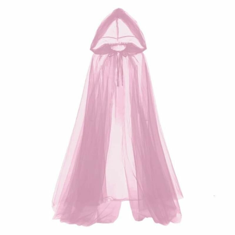 Плащ-накидка с капюшоном из тюля, Розовый - 130cm