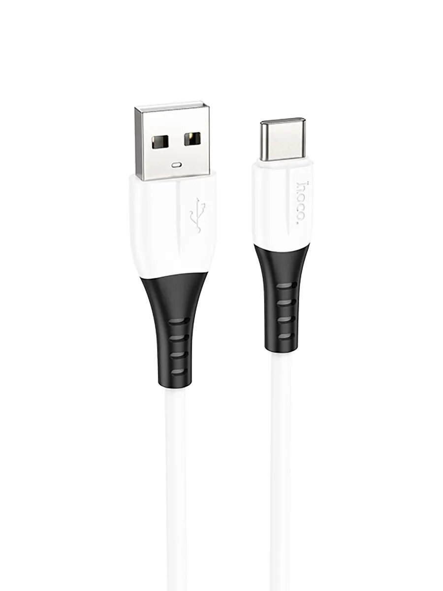 Кабель Hoco X82 USB to Type-C силиконовый, 3А, 1 метр, белый / провод для зарядки Android