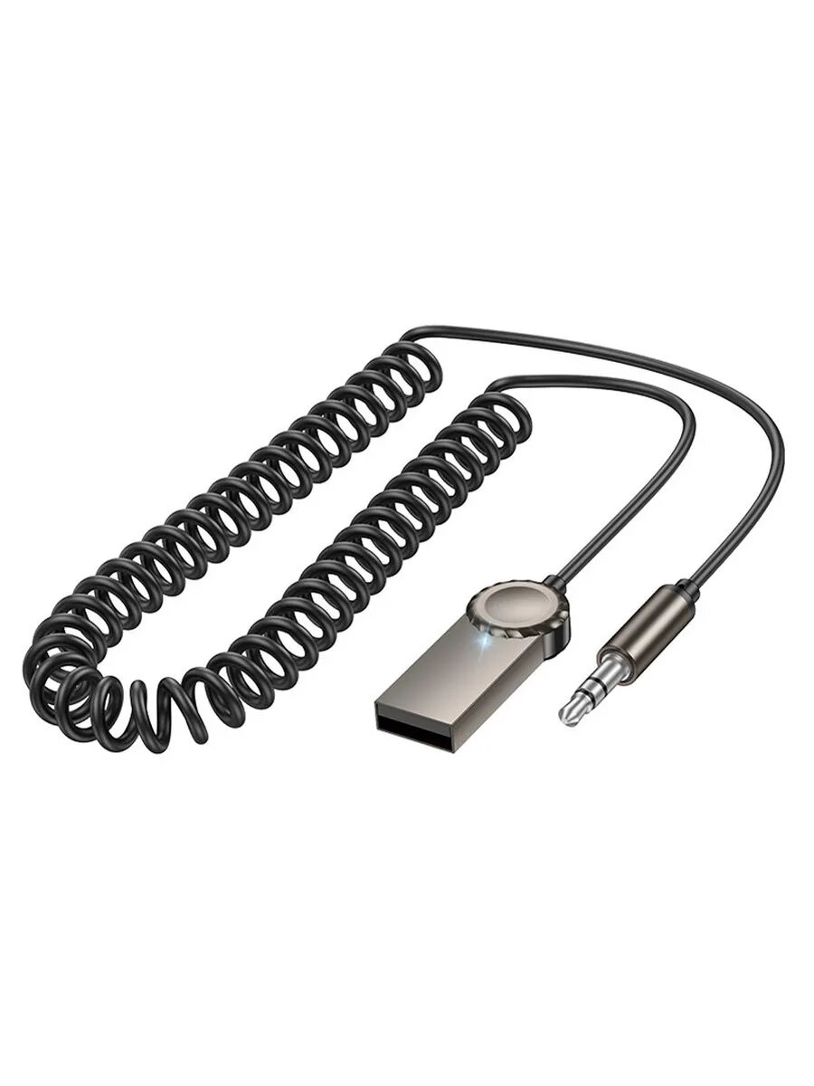 Адаптер Bluetooth в авто Borofone BC56 (AUX 3.5-USB) с микрофоном, металлик / Ресивер блютуз-AUX проигрыватель