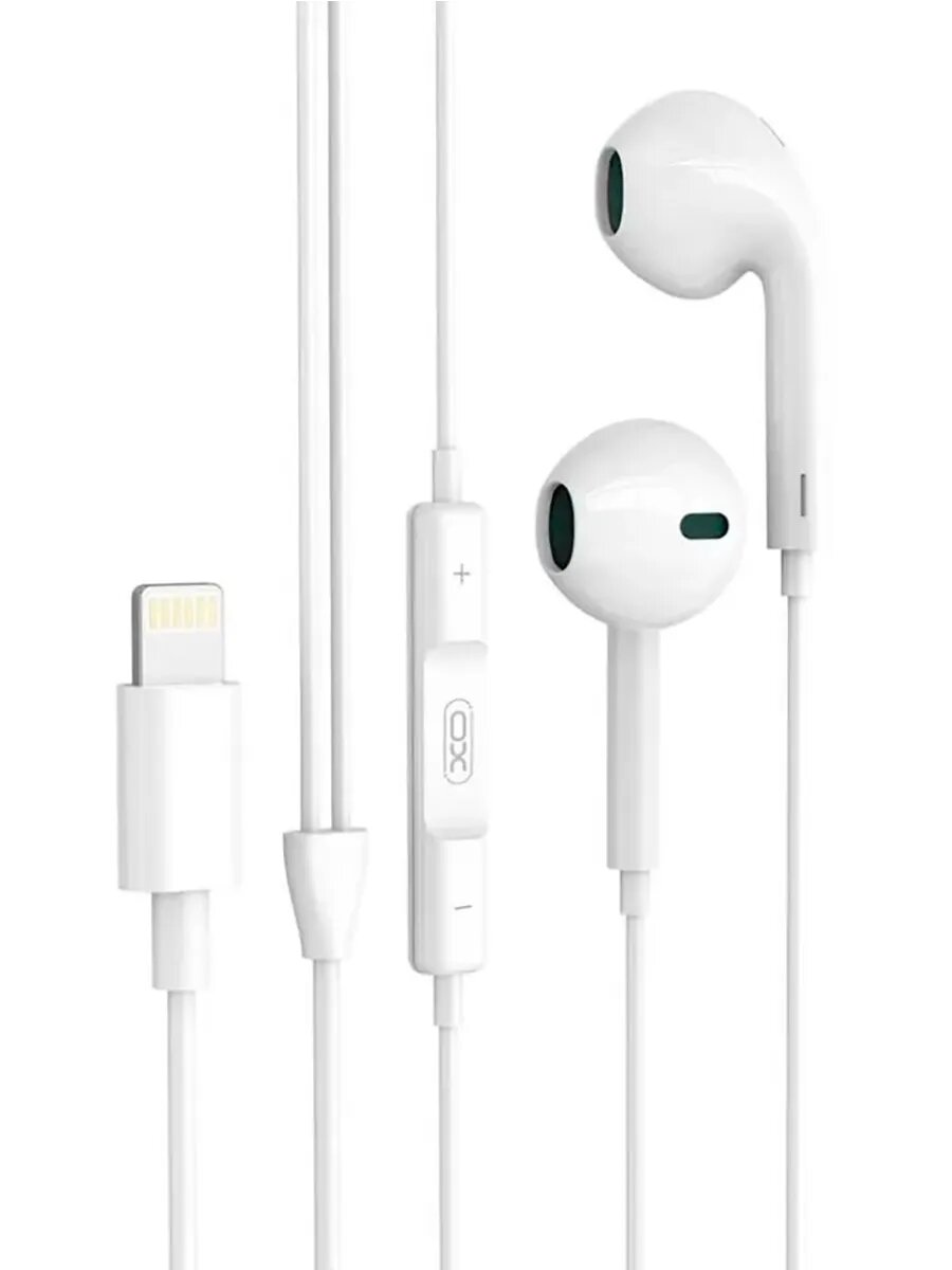 Наушники проводные с микрофоном XO EP70, Lightning, цвет белый