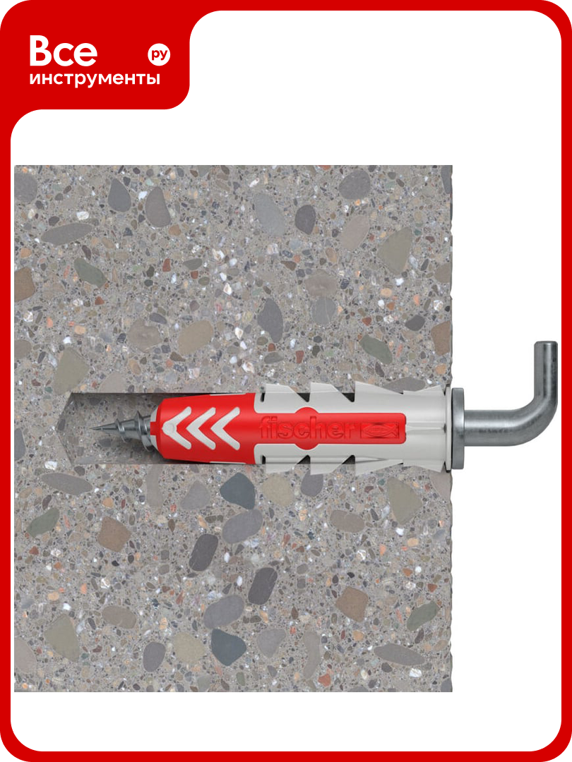 Дюбель с прямым крюком Fischer DUOPOWER 6x30 WH K NV 535000 нейлоновый корпус с металлическим крюком, крепление