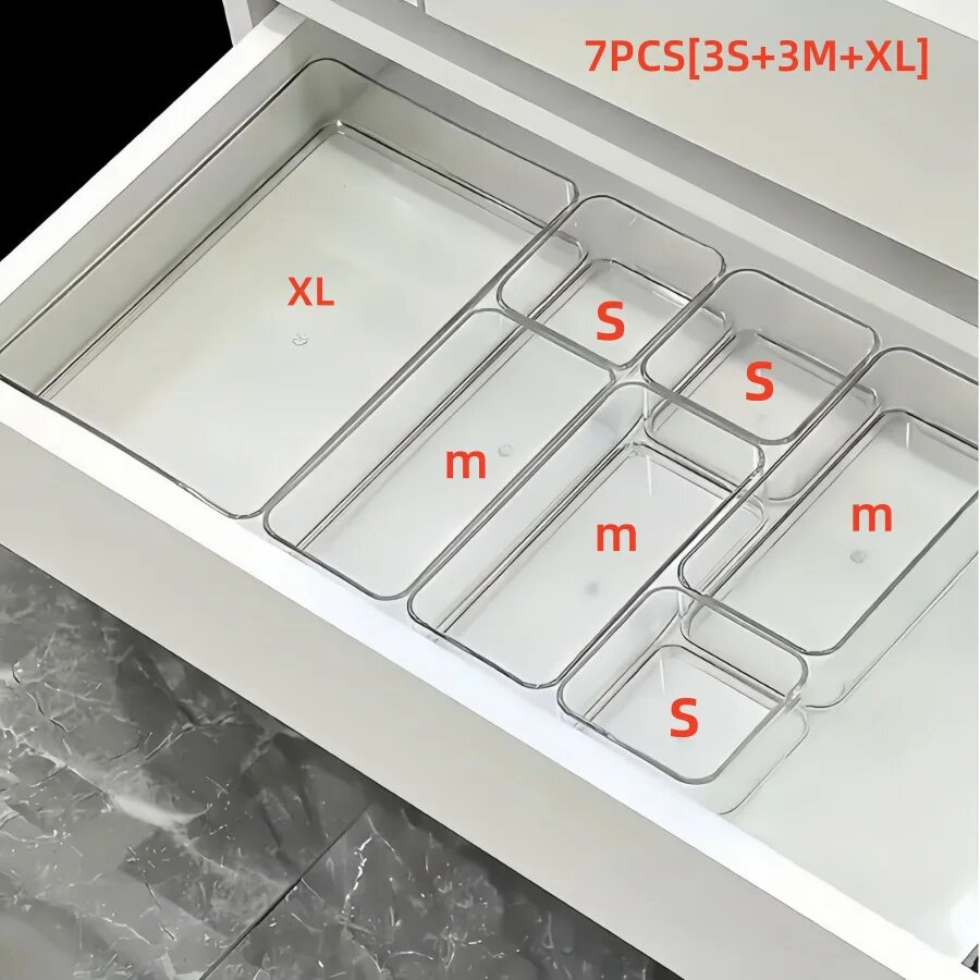 Прозрачные коробки для хранения косметики 7pcs