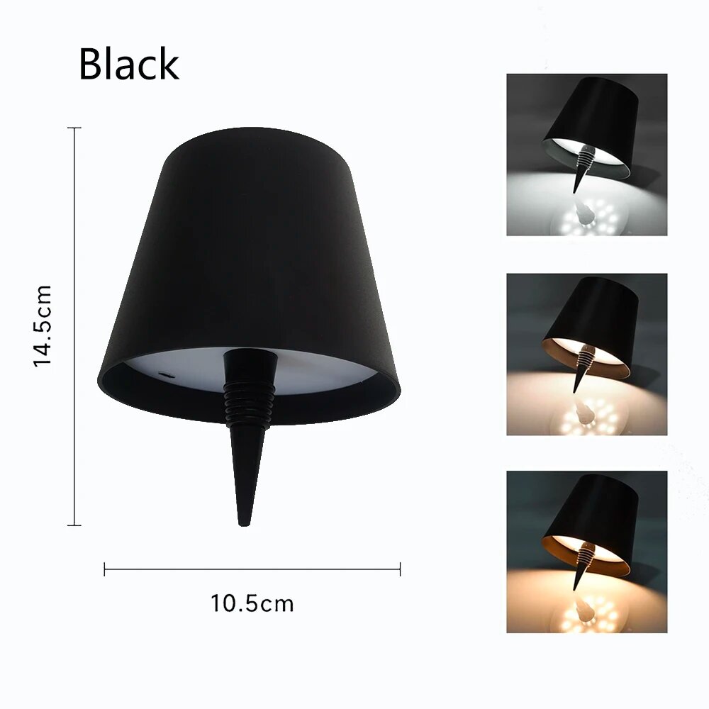 Светодиодная лампа для бутылки, черная, 3 цвета, 01Black