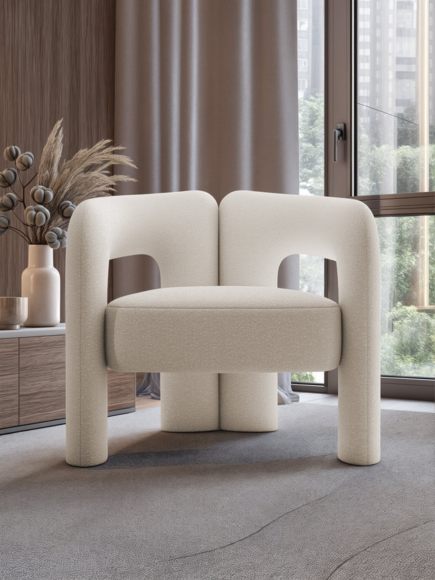 Кресло дизайнерское AZZURRO, букле цвет белый, 88х 72х 72 см