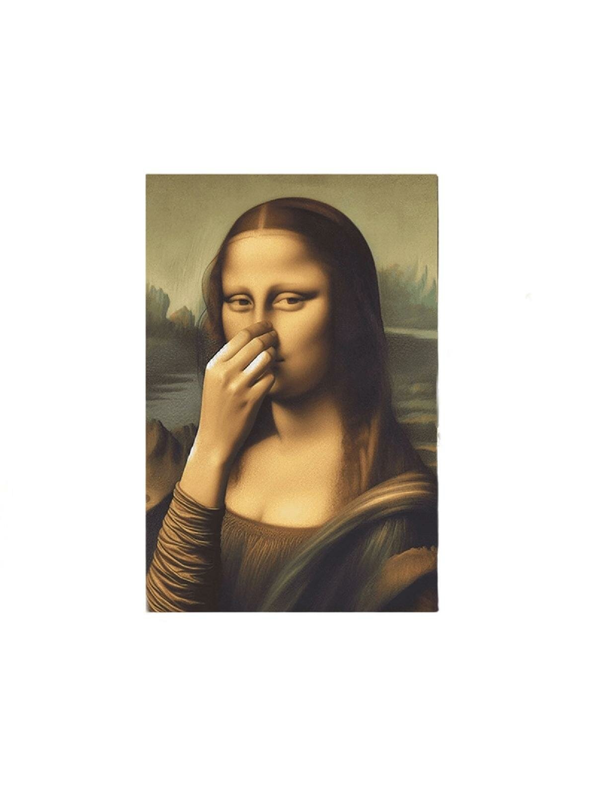 Художественный Юмористический плакат "Мона Лиза Зажимает нос" для декора стен ванной комнаты