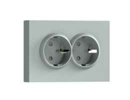 Розетка с заземлением двойная со шторками 16А 250В на винтах, цвет серый графит, серия S08, Donel
