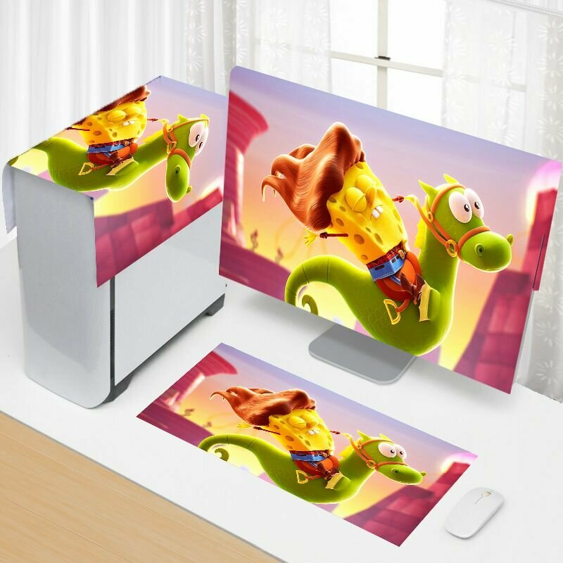 Милый мультяшный компьютерный пылезащитный чехол для стола, простой универсальный защитный чехол для ЖК-монитора, основного блока и клавиатуры