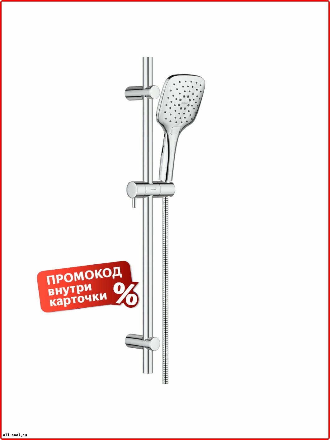 Душевой гарнитур Damixa Lapo 12x7,2x70, на стену, нержавеющая сталь-пластик, прямоугольная, серый-серебристый