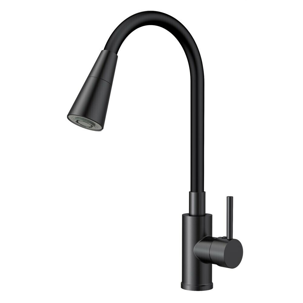 Смеситель для кухни Esko Kitchen черный с гибким изливом однорычажный (K47BB)