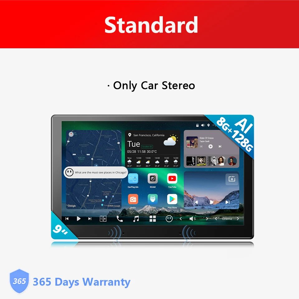 9-дюймовая мультимедийная автомобильная магнитола Android 2 Din с навигацией, Bluetooth, Standard