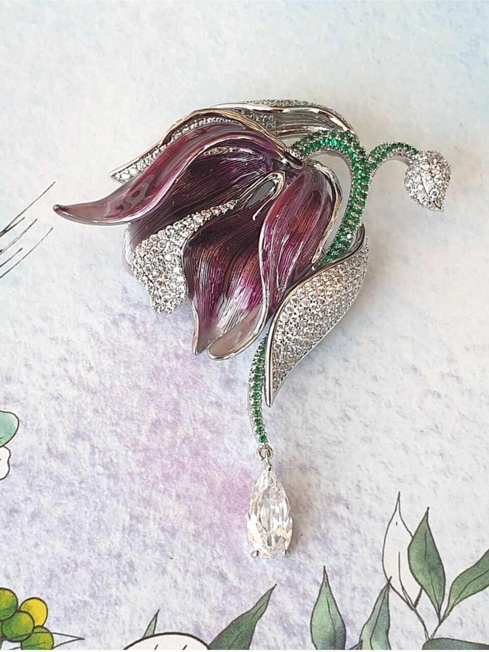 Брошь, жемчуг культивированный