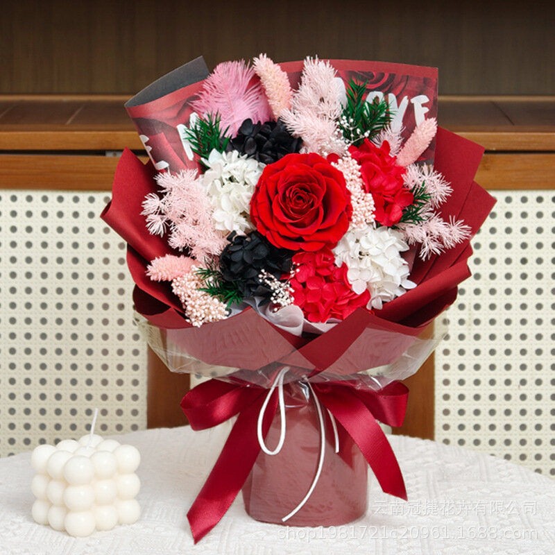 Засушенные розы, подарок на День матери, небольшой букет на День святого Валентина, букет из засушенных цветов, готовая подарочная коробка