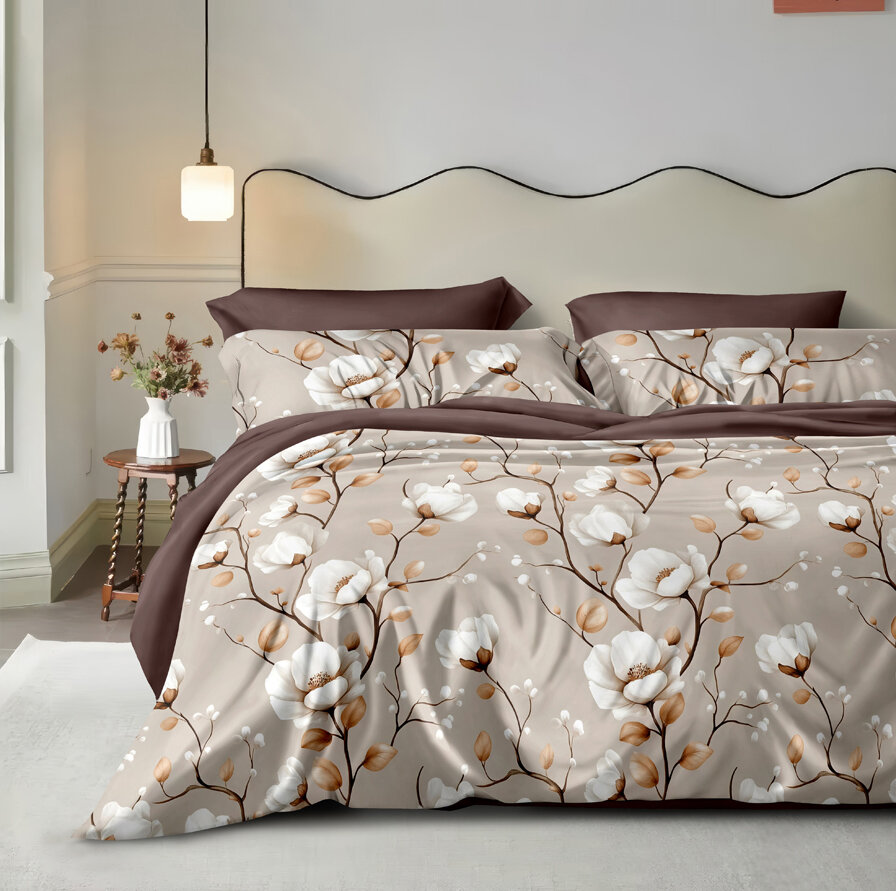 Постельное белье Mercury Home Нежные магнолии 1.5 СП Поплин 2 наволочки 70x70