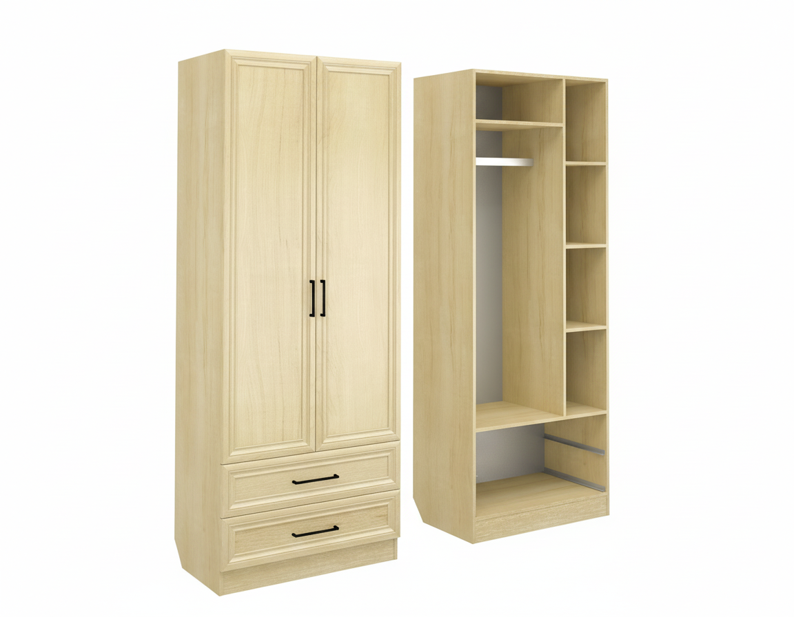 Шкаф распашной, гардероб, шкаф для одежды ШК 2/2 М 80/210/52 см Дуб молочный